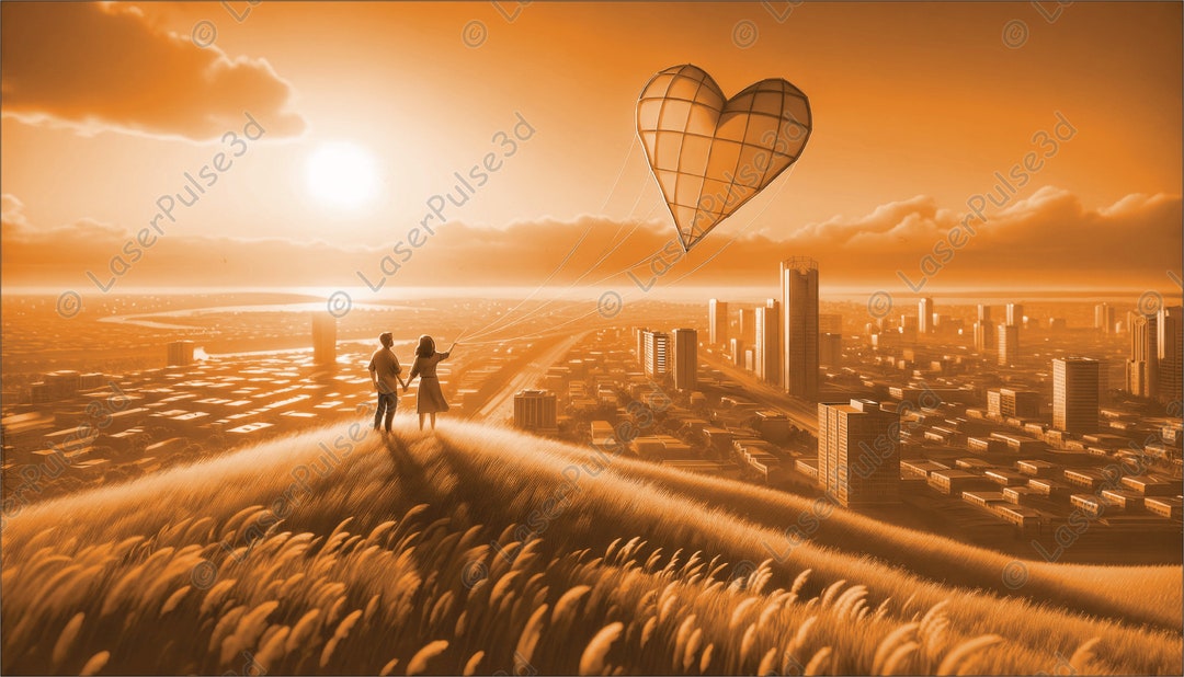Heart Shaped Kite Laser Engrave Image | Laser Burn PNG File | 3D Laser ...