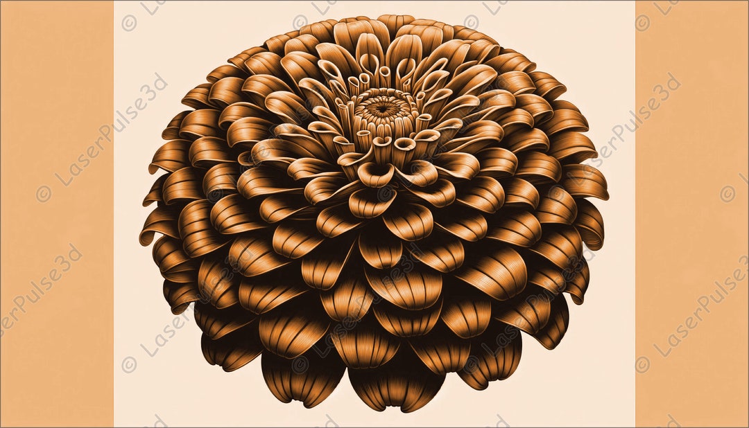 Red Zinnia Flower Laser Engrave Image | Laser Burn PNG File | 3D Laser ...