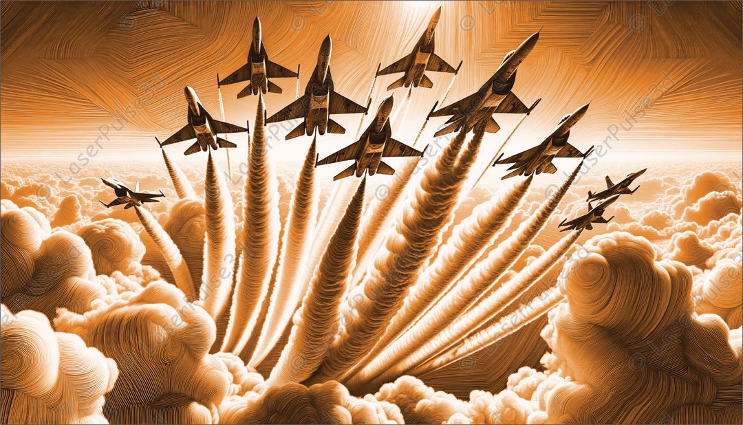 Fighter Jets Formation Laser Engrave Image | Laser Burn PNG File | 3D ...