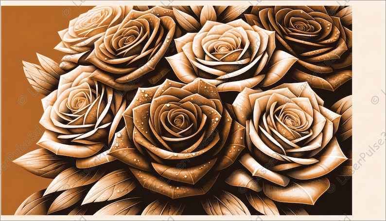 Rose Bouquet Laser Engrave Image Laser Burn PNG File 3D Laser Ready ...