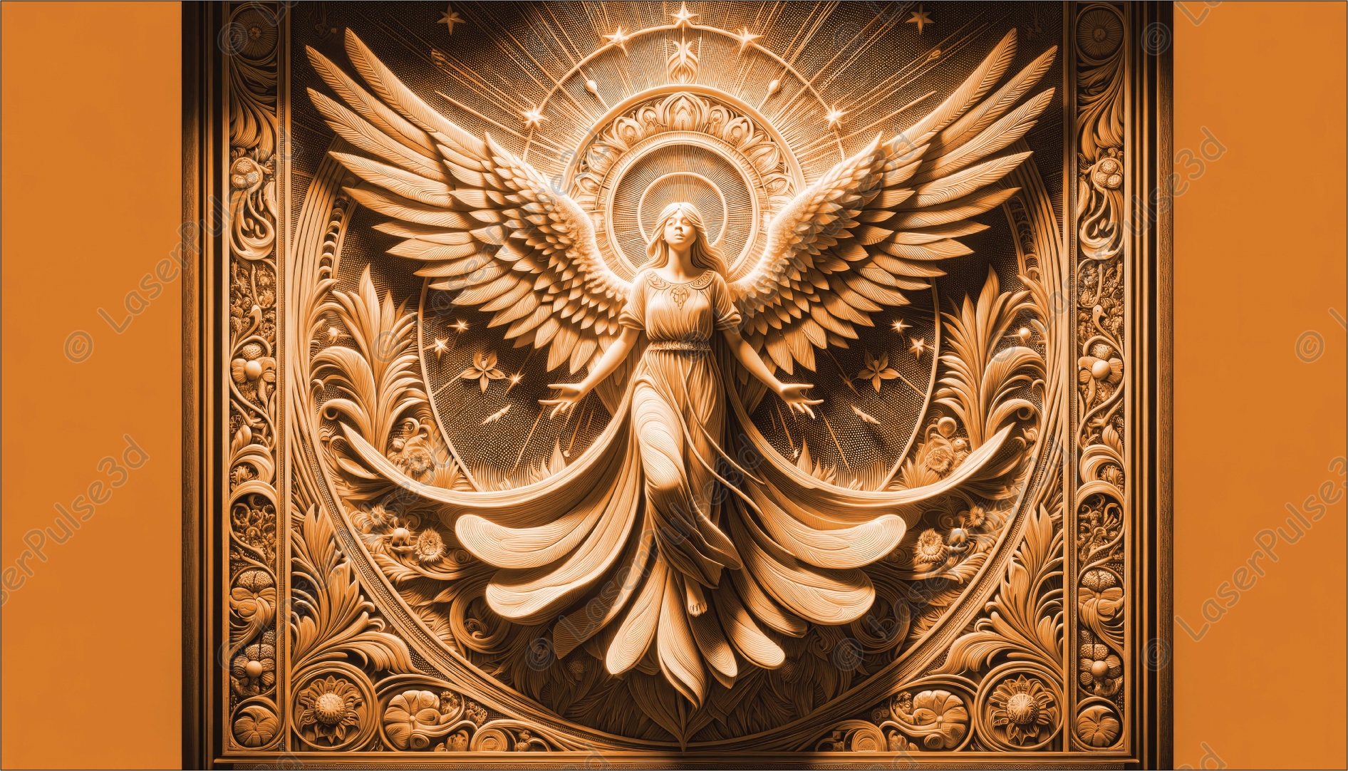 Celestial Angel Laser Engrave Image | Laser Burn PNG File | 3D Laser ...