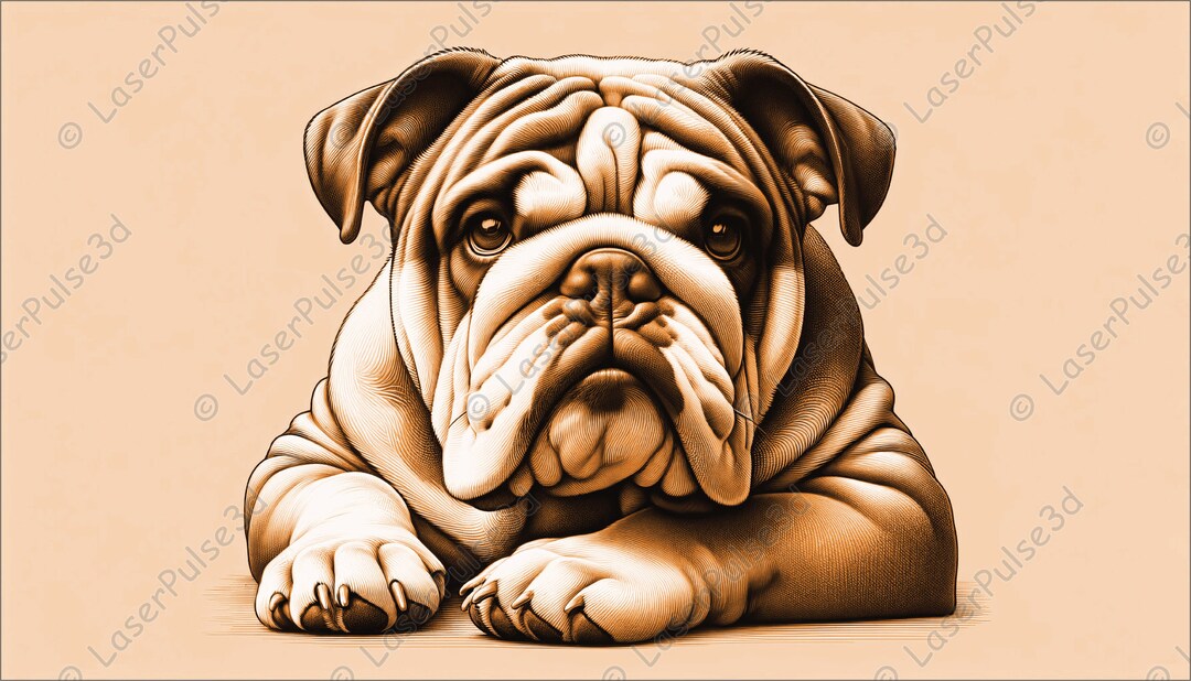 Bulldog Laser Engrave Image | Laser Burn PNG File | 3D Laser Ready File ...