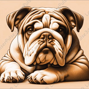 Bulldog Laser Engrave Image | Laser Burn PNG File | 3D Laser Ready File ...