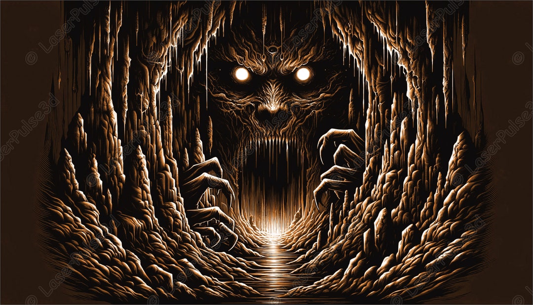 Dark Foreboding Cave Laser Engrave Image | Laser Burn PNG File | 3D ...