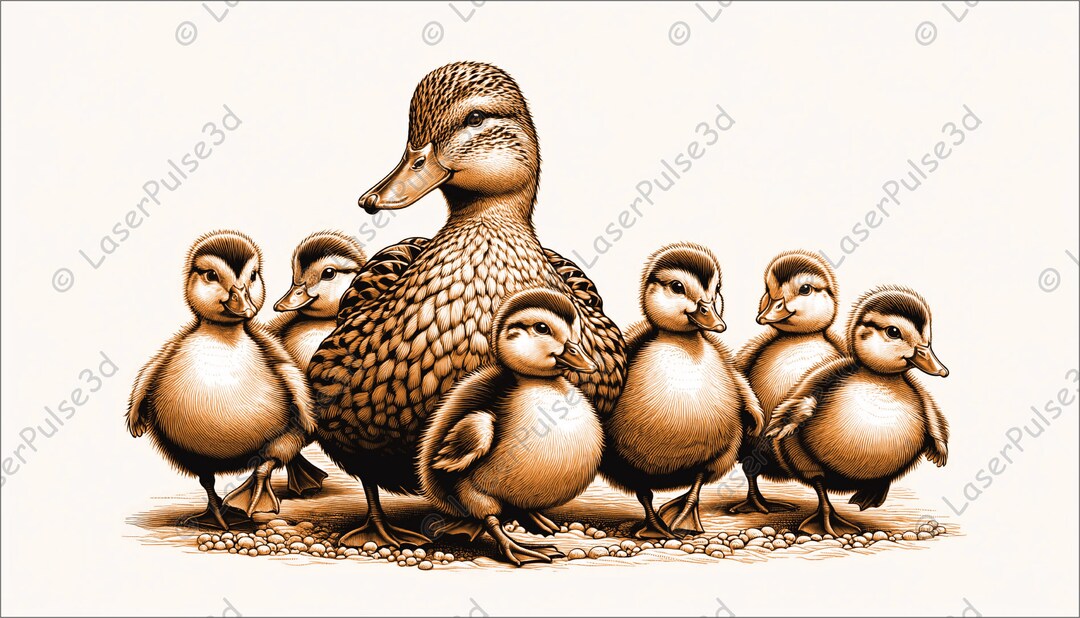 Duck Family Laser Engrave Image | Laser Burn PNG File | 3D Laser Ready ...