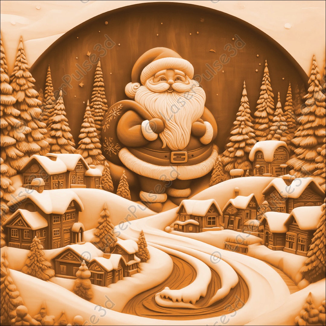 Santa Claus Laser Engrave Image | Laser Burn PNG File | 3D Laser Ready ...