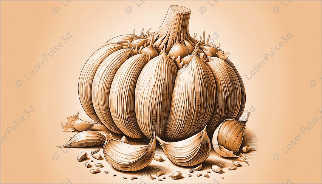 Whole Garlic Bulb Laser Engrave Image | Laser Burn PNG File | 3D Laser ...