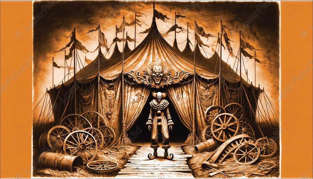 Circus Clown Tent Entrance Laser Engrave Image | Laser Burn PNG File ...