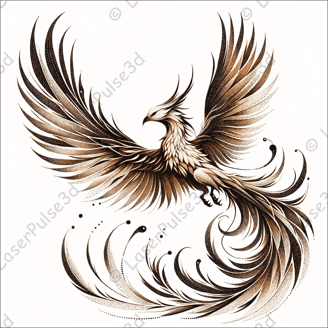 Phoenix Bird Laser Engrave Image | Laser Burn PNG File | 3D Laser Ready ...