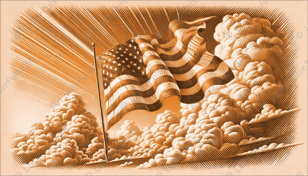 Waving American Flag Laser Engrave Image | Laser Burn PNG File | 3D ...
