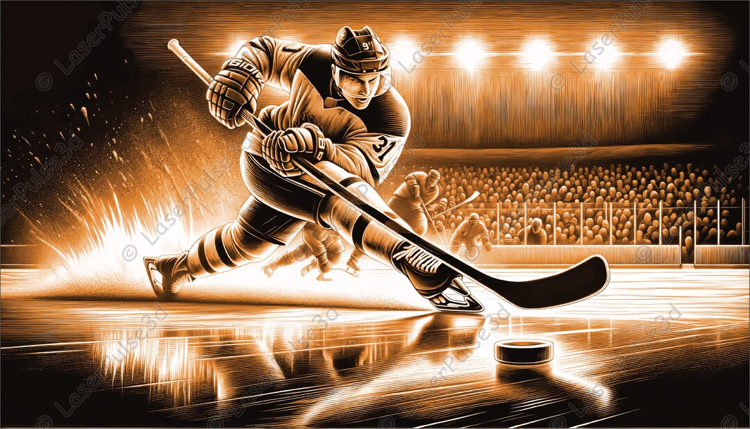 Hockey Player Slapshot Laser Engrave Image | Laser Burn PNG File | 3D ...