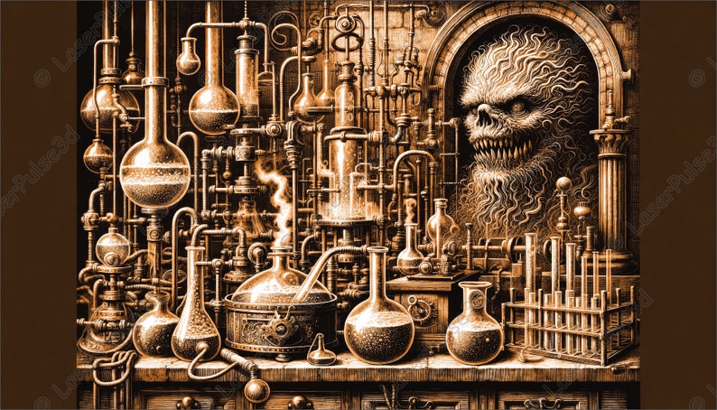 Cluttered Laboratory Laser Engrave Image | Laser Burn PNG File | 3D ...