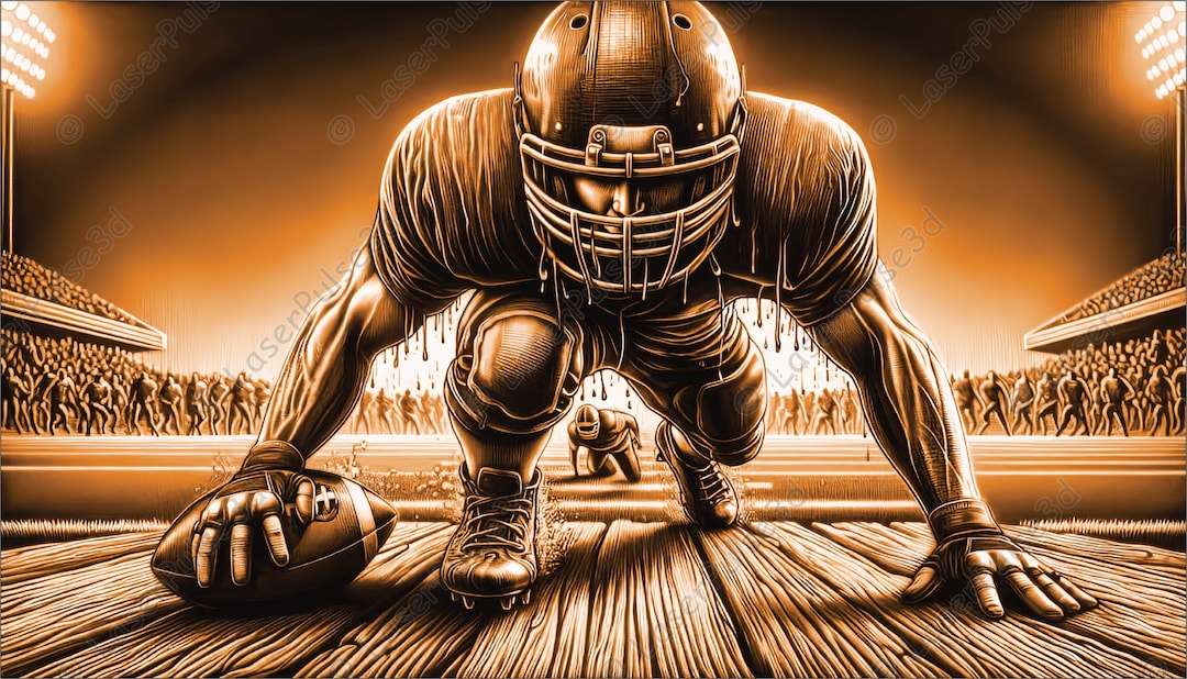 Football Player Posing Laser Engrave Image | Laser Burn PNG File | 3D ...