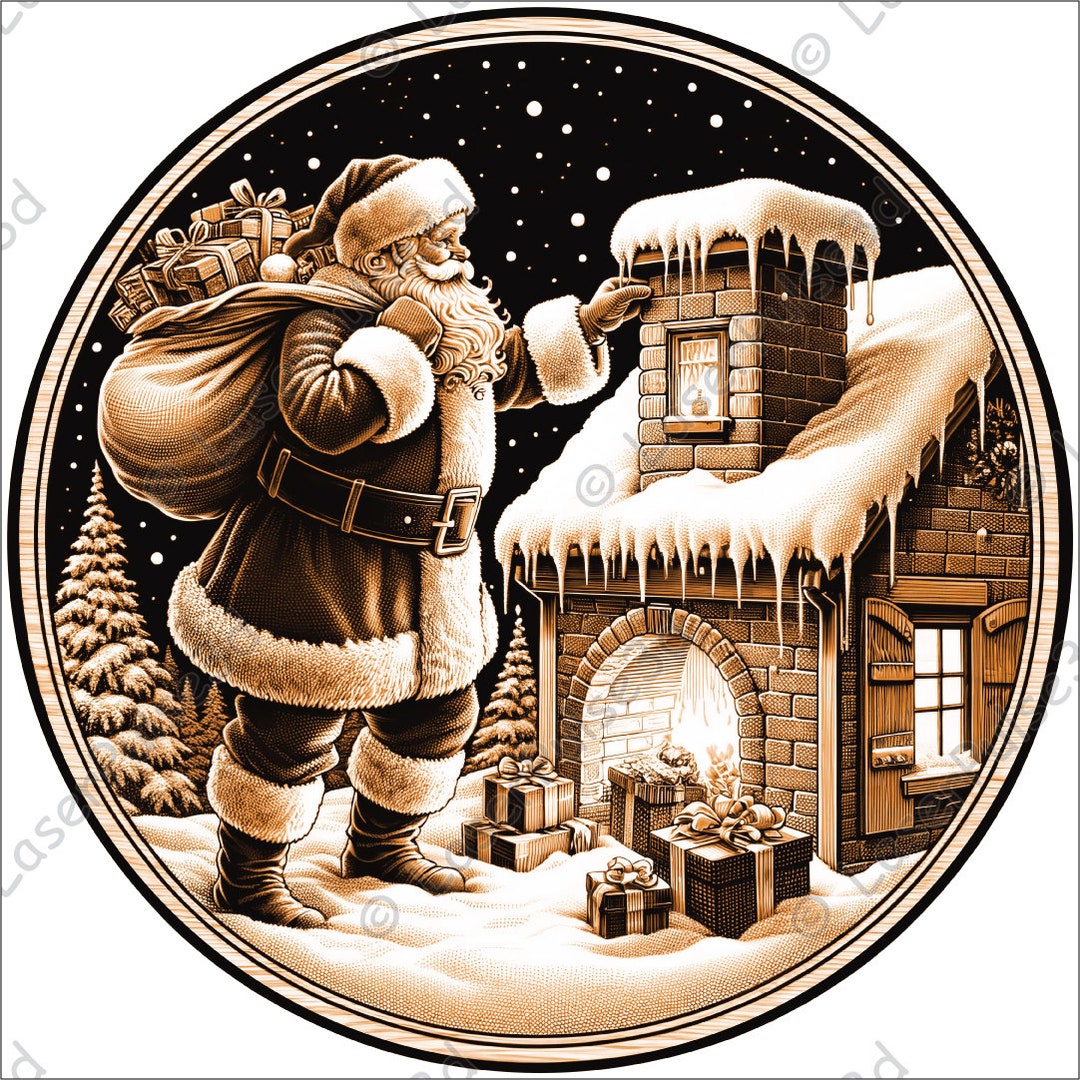 Santa Delivering Gifts Laser Engrave Image | Laser Burn PNG File | 3D ...