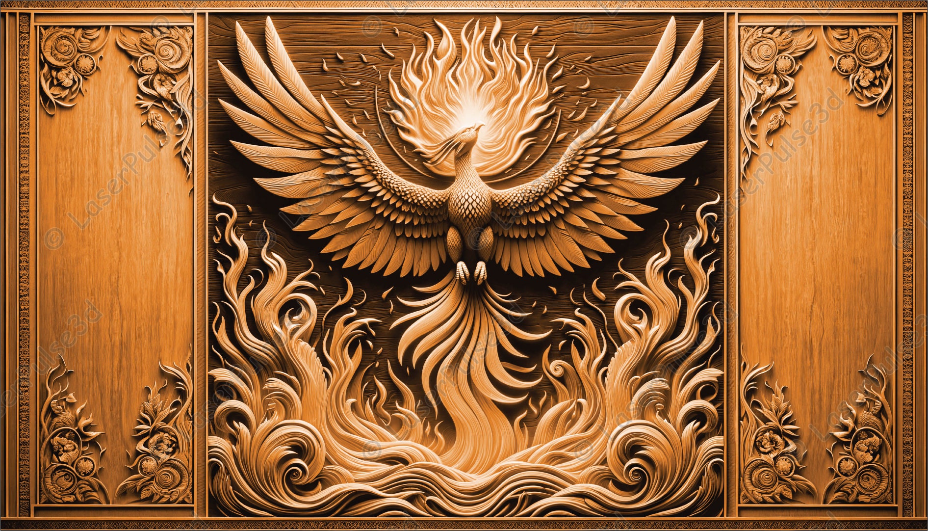 Phoenix Bird Laser Engrave Image | Laser Burn PNG File | 3D Laser Ready ...
