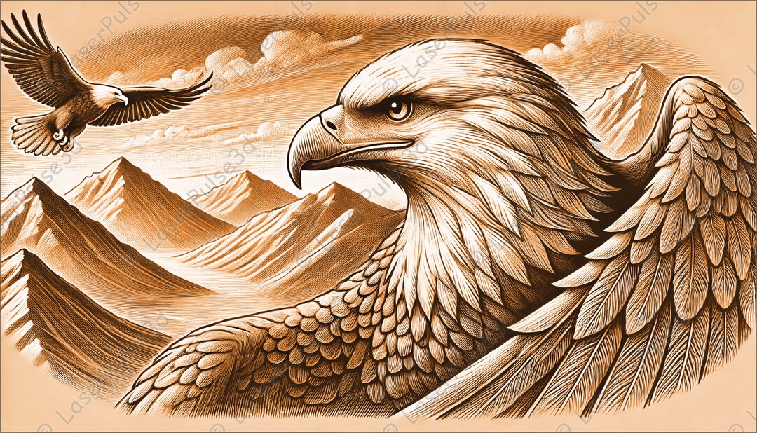 Majestic Bald Eagle Laser Engrave Image | Laser Burn PNG File | 3D ...