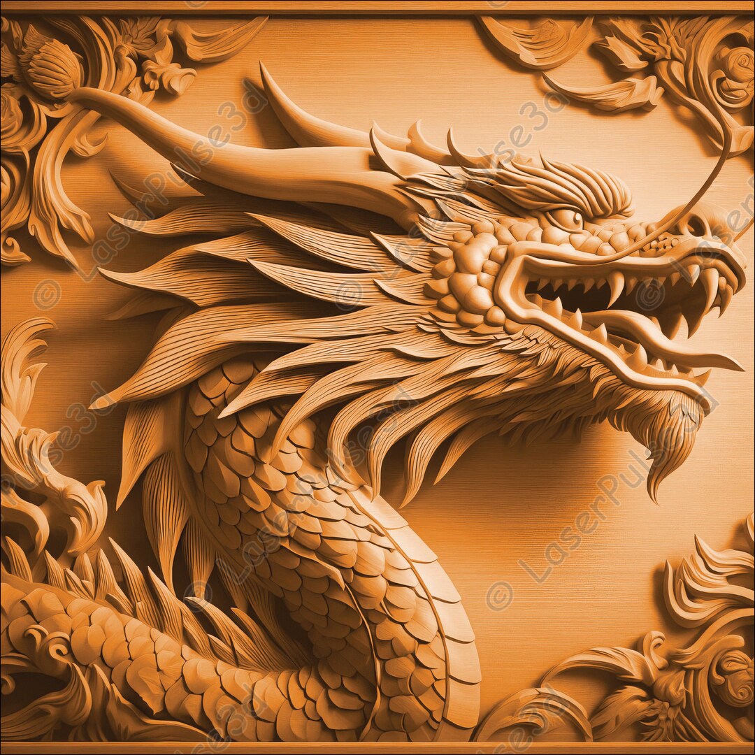 Dragon Head Laser Engrave Image | Laser Burn PNG File | 3D Laser Ready ...