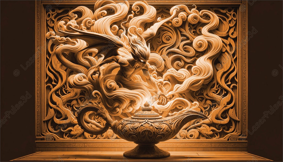 Evil Genie in Bottle Laser Engrave Image | Laser Burn PNG File | 3D ...