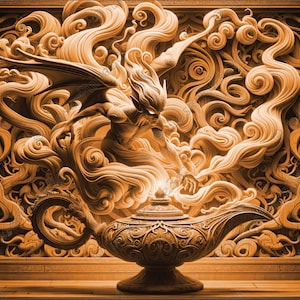 Evil Genie in Bottle Laser Engrave Image | Laser Burn PNG File | 3D ...