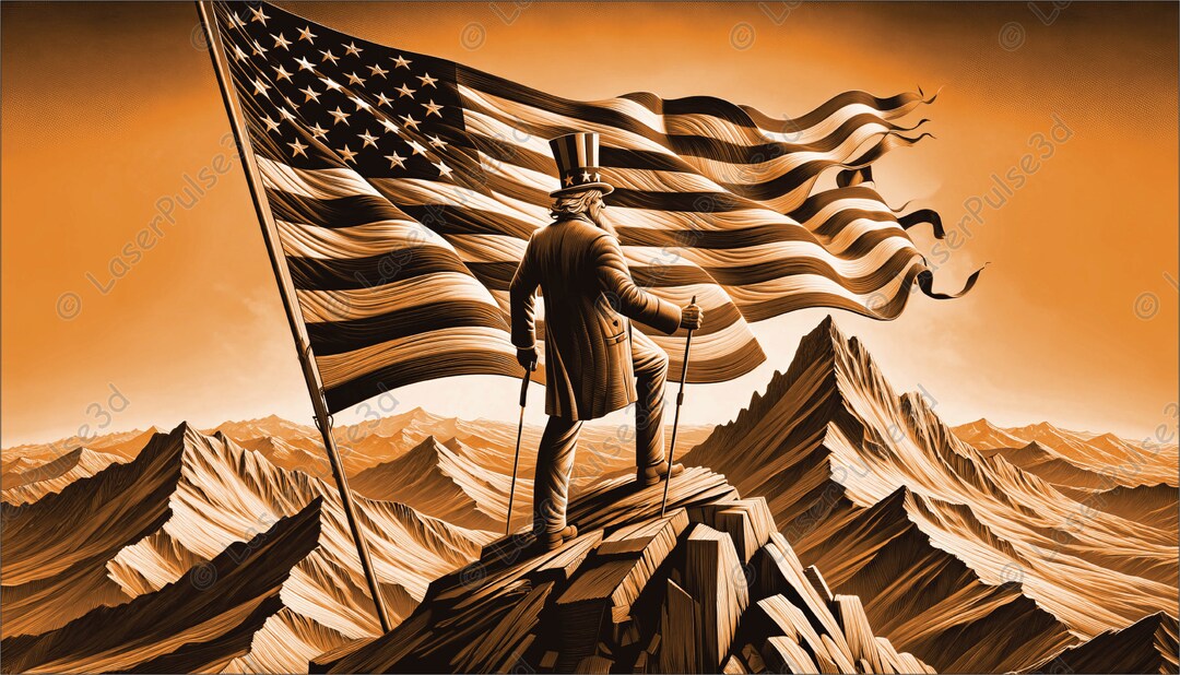 Uncle Sam Mountain Laser Engrave Image | Laser Burn PNG File | 3D Laser ...