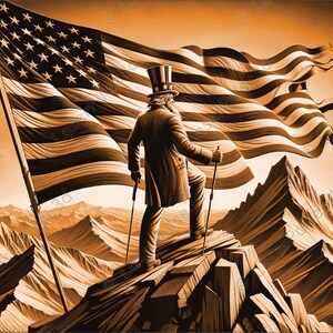 Uncle Sam Mountain Laser Engrave Image | Laser Burn PNG File | 3D Laser ...