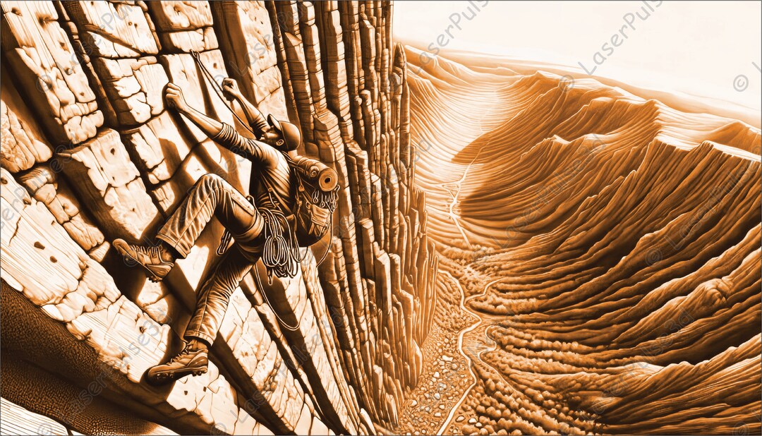 Rock Climber Laser Engrave Image | Laser Burn PNG File | 3D Laser Ready ...