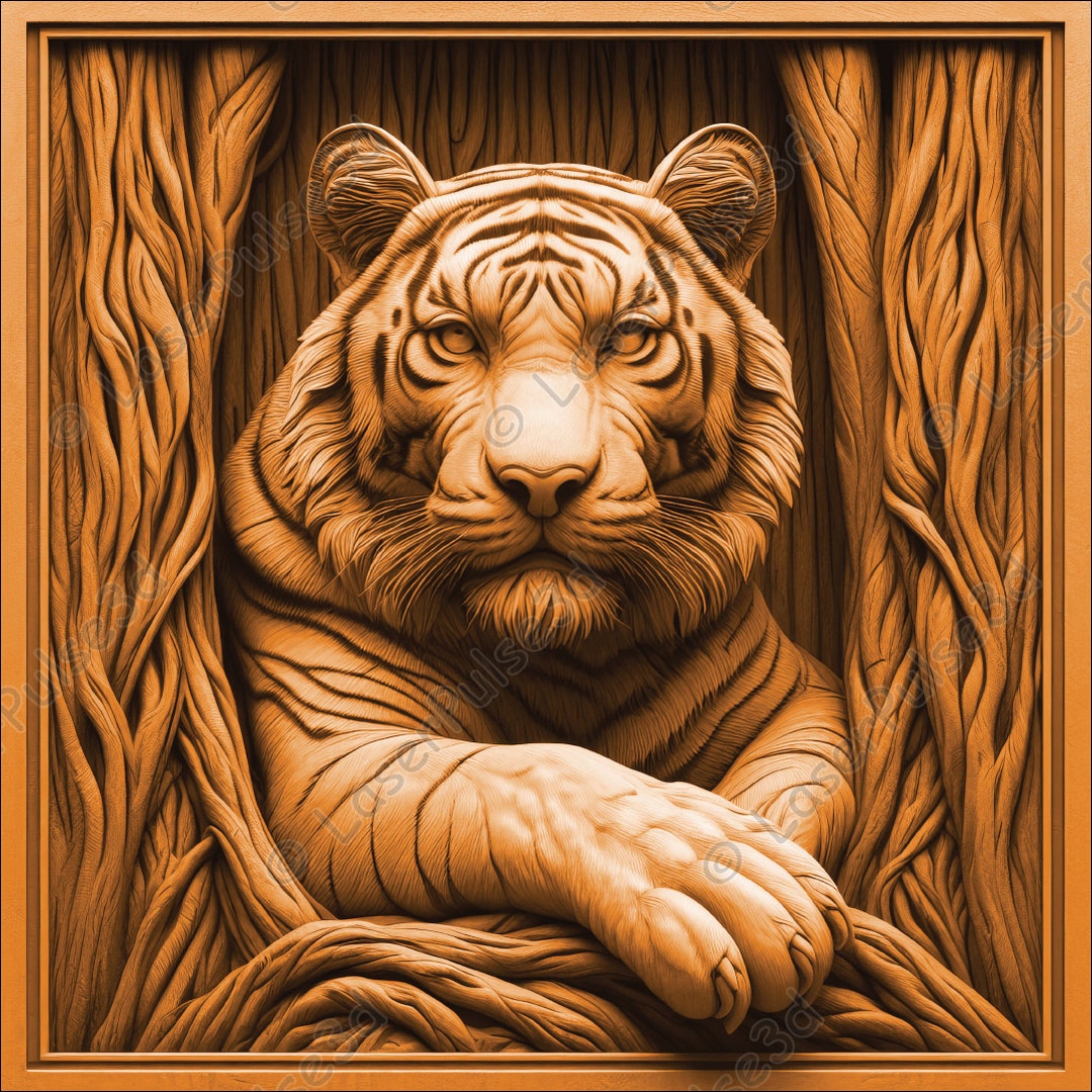 Tiger Portrait Laser Engrave Image | Laser Burn PNG File | 3D Laser ...