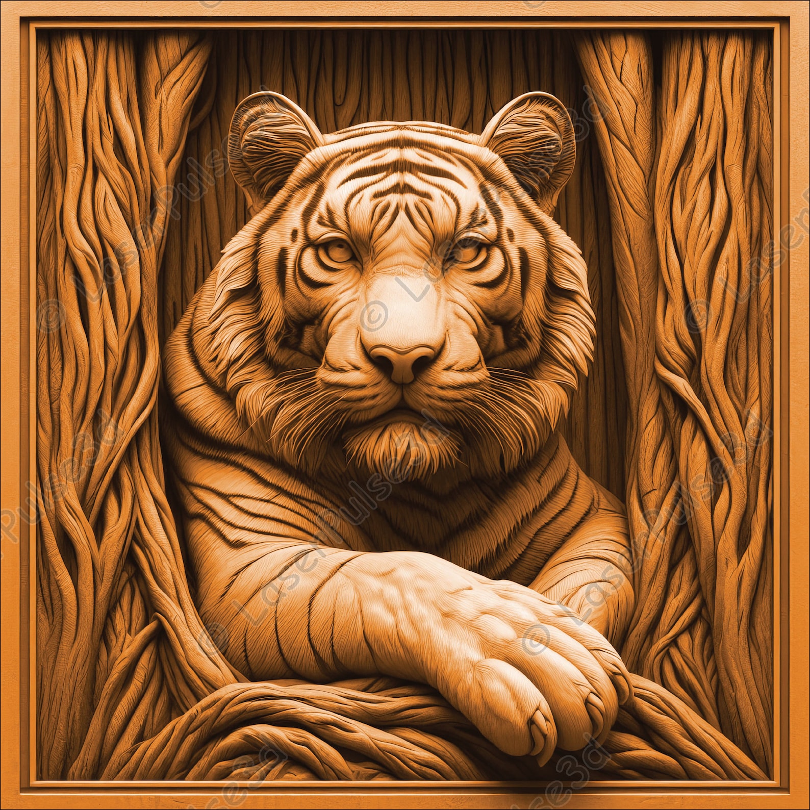 Tiger Portrait Laser Engrave Image Laser Burn PNG File 3D Laser Ready ...