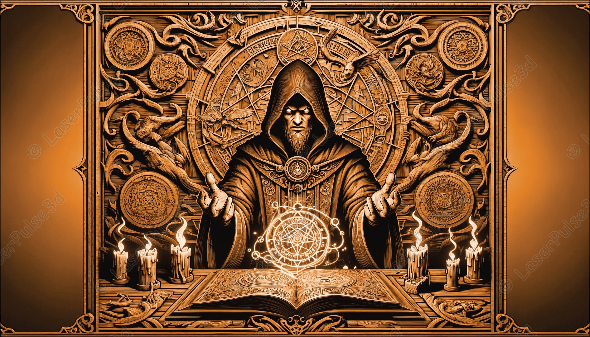 Necromancer Wizard Laser Engrave Image | Laser Burn PNG File | 3D Laser ...