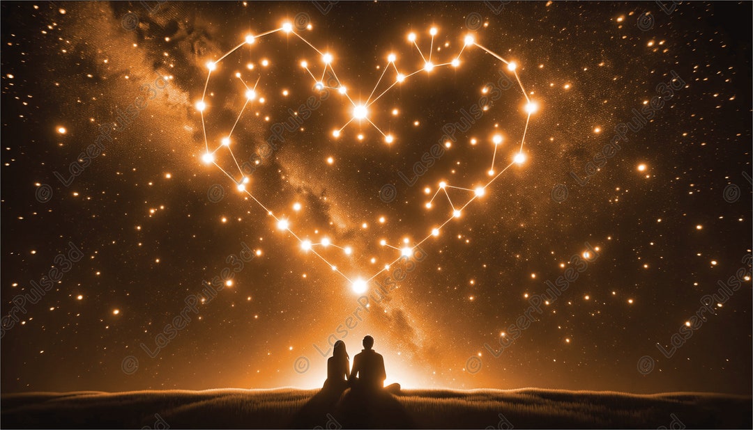Heart Constellation Laser Engrave Image | Laser Burn PNG File | 3D ...