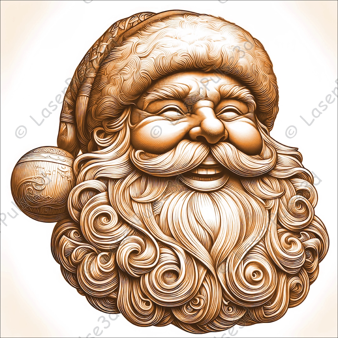 Santa Claus Head Laser Engrave Image | Laser Burn PNG File | 3D Laser ...
