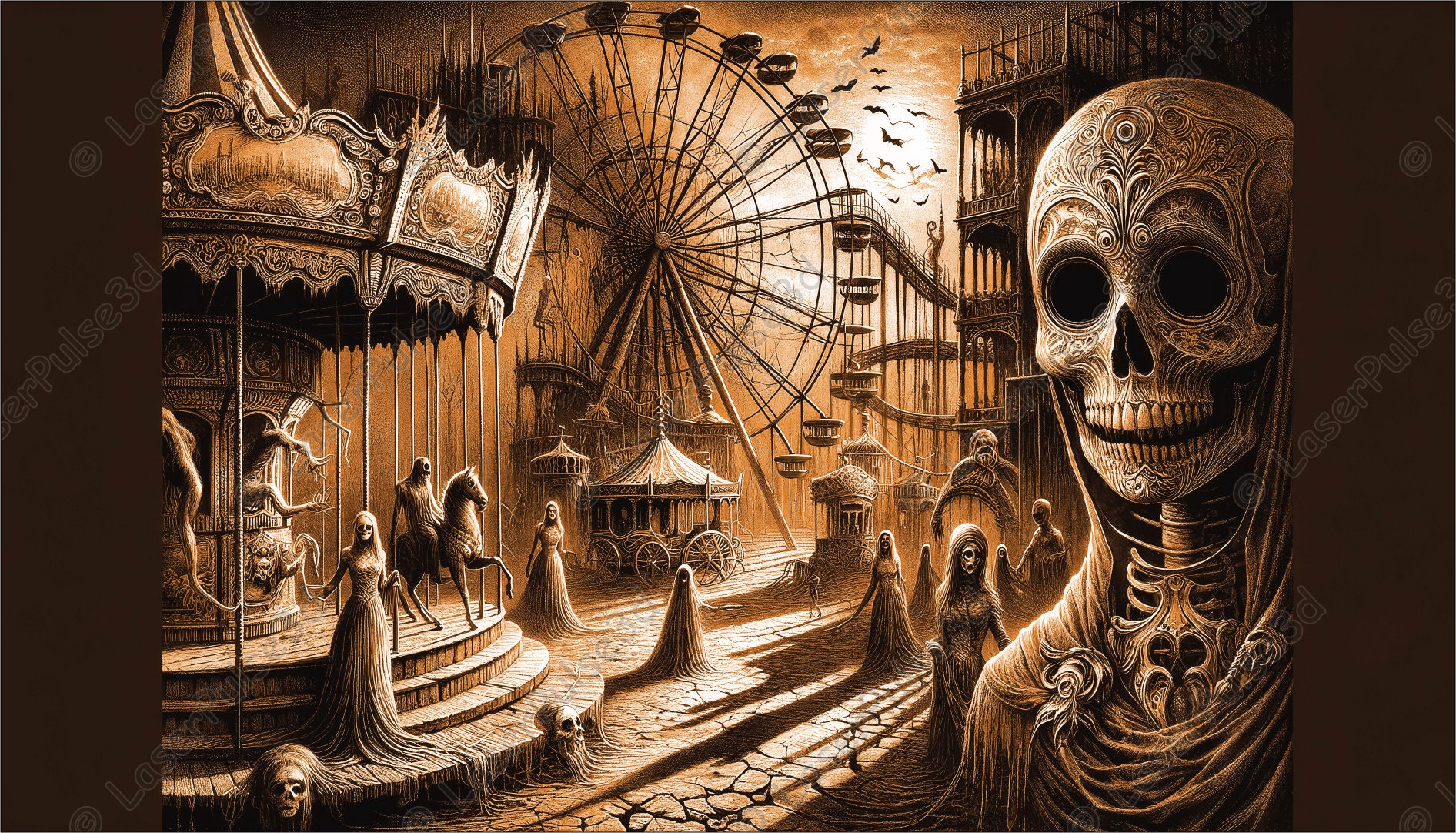 Abandoned Carnival Laser Engrave Image | Laser Burn PNG File | 3D Laser ...