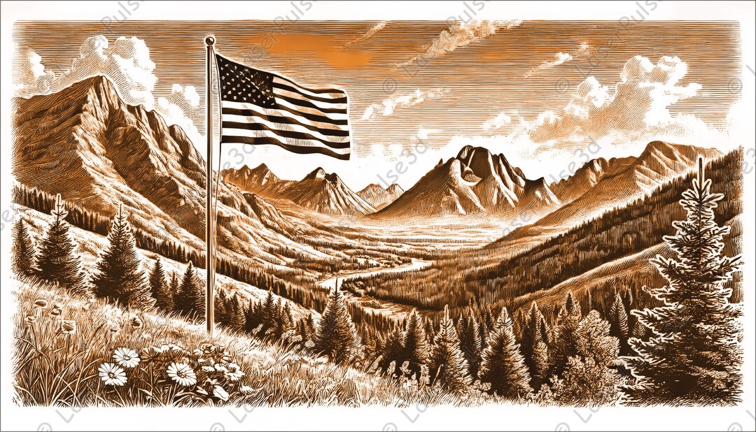 Scenic National Park Laser Engrave Image | Laser Burn PNG File | 3D ...