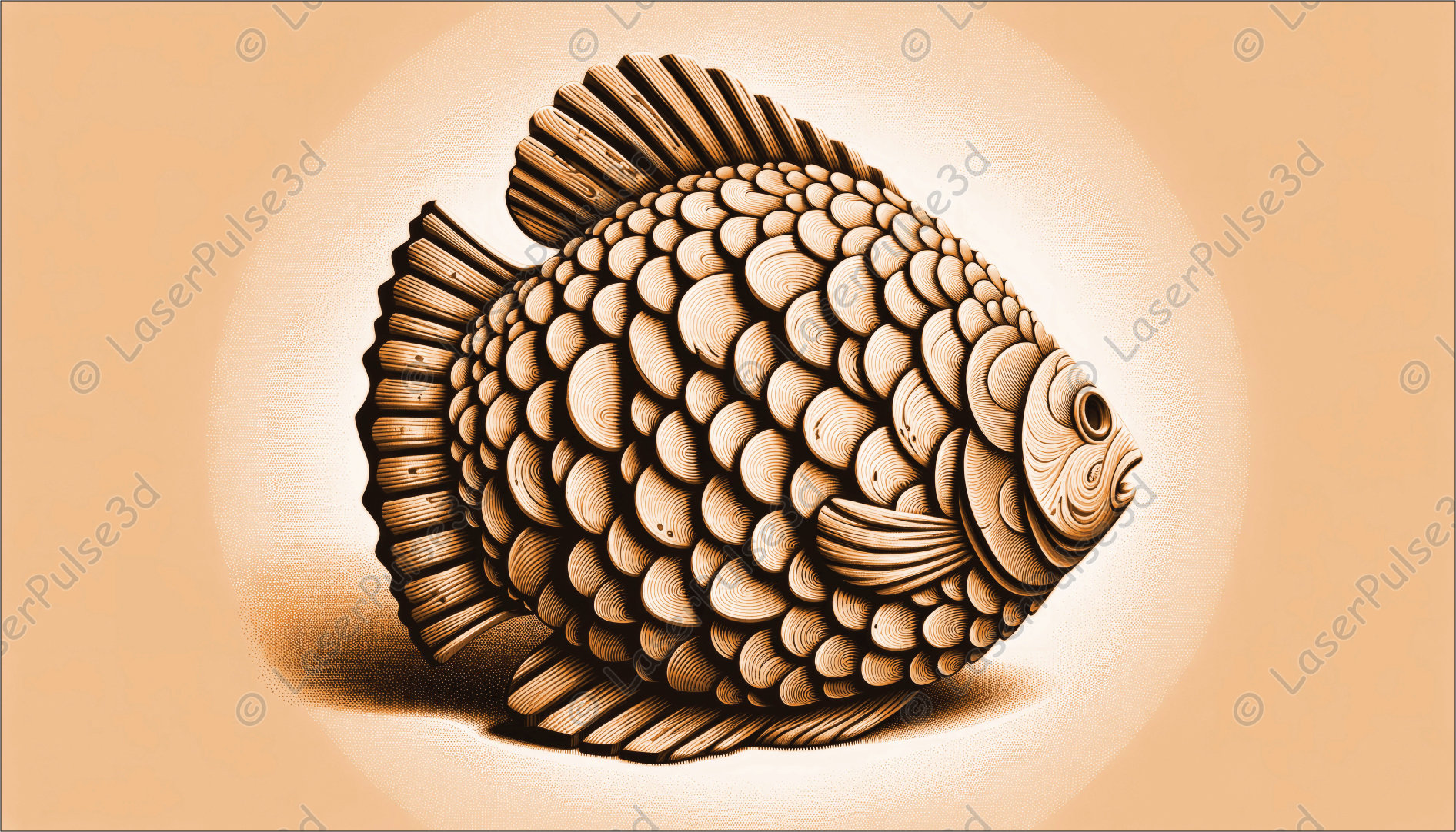 Fish With Scales Laser Engrave Image Laser Burn PNG File 3D Laser Ready ...
