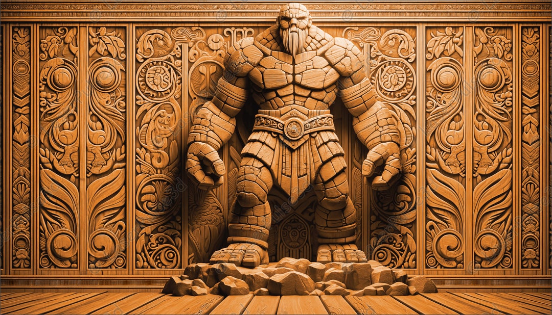Stone Golem Laser Engrave Image | Laser Burn PNG File | 3D Laser Ready ...