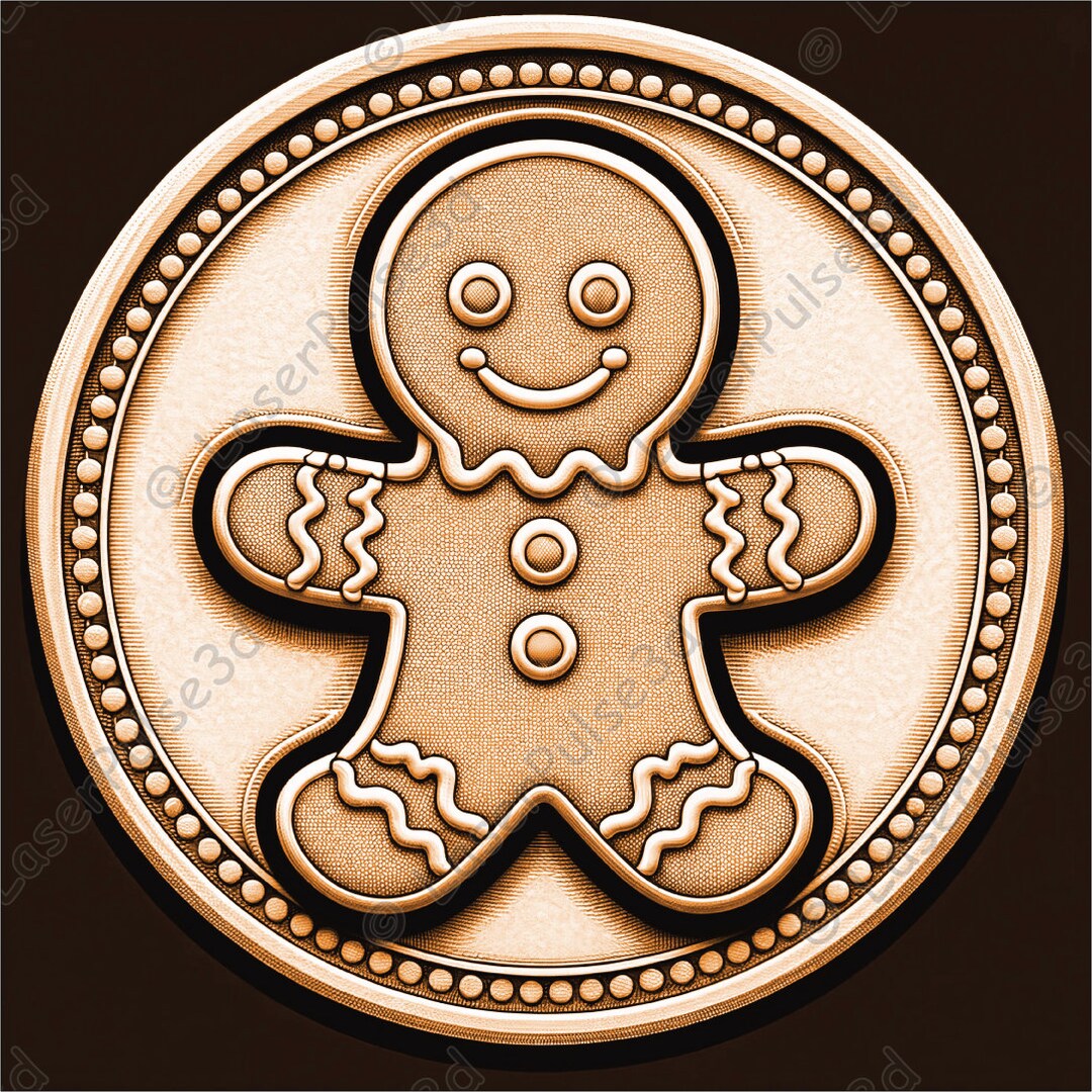 Gingerbread Man Laser Engrave Image | Laser Burn PNG File | 3D Laser ...