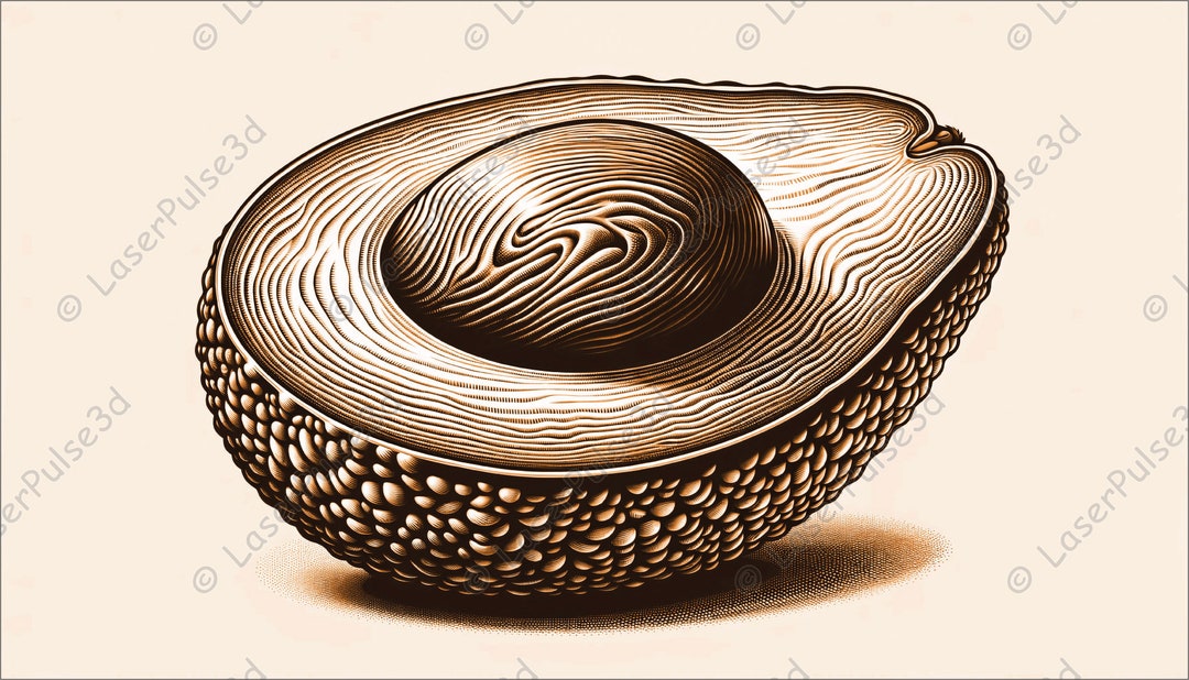 Avocado Half Laser Engrave Image | Laser Burn PNG File | 3D Laser Ready ...