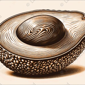 Avocado Half Laser Engrave Image | Laser Burn PNG File | 3D Laser Ready ...
