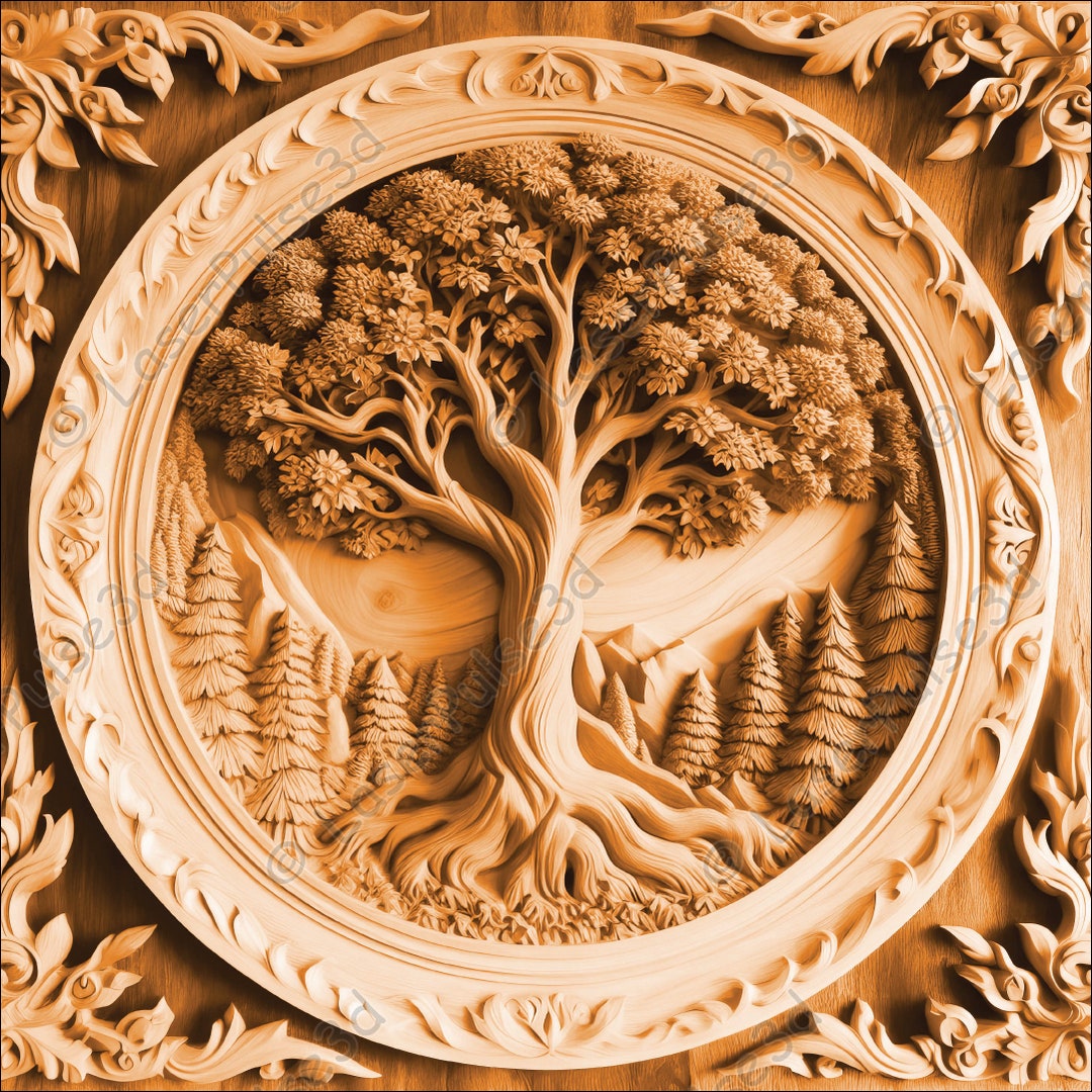 Tree of Life Laser Engrave Image | Laser Burn PNG File | 3D Laser Ready ...