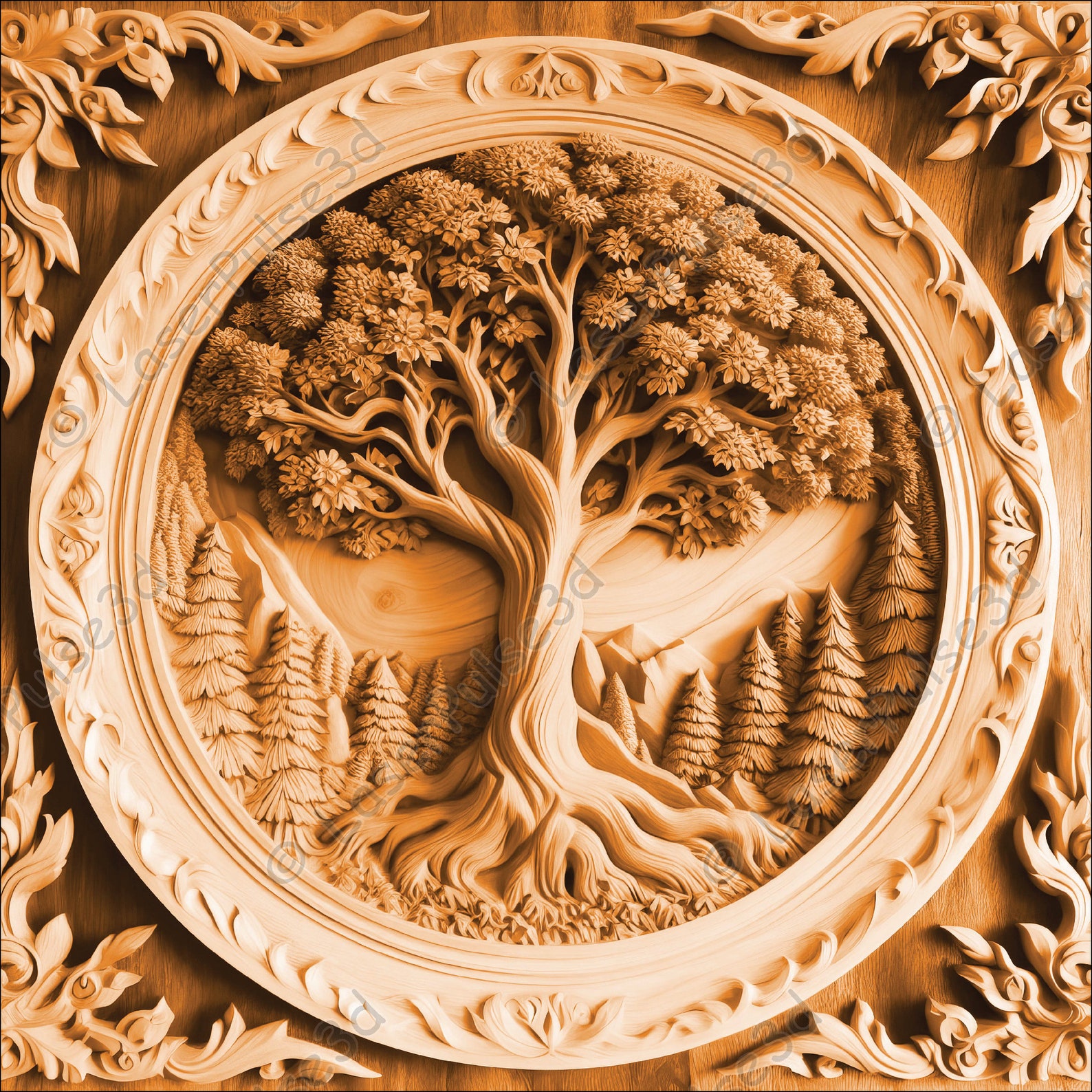 Tree of Life Laser Engrave Image Laser Burn PNG File 3D Laser Ready ...