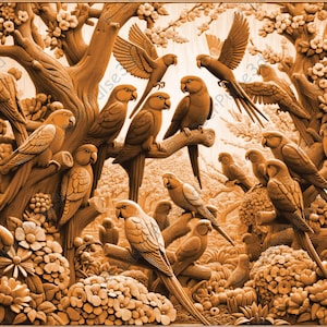 Flock of Parakeets Laser Engrave Image Laser Burn PNG File 3D Laser ...