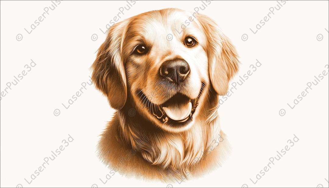 Golden Retriever Laser Engrave Image | Laser Burn PNG File | 3D Laser ...