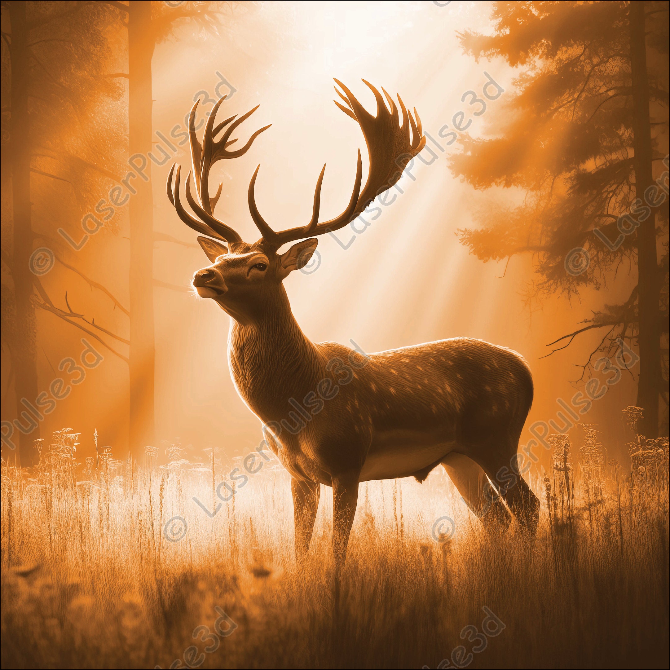 Majestic Stag Laser Engrave Image Laser Burn PNG File 3D Laser Ready ...