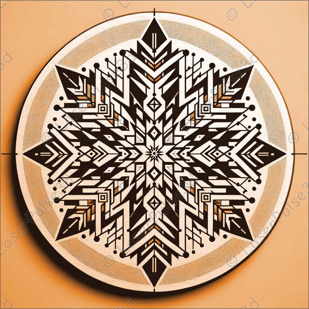 Geometric Snowflake Laser Engrave Image | Laser Burn PNG File | 3D ...
