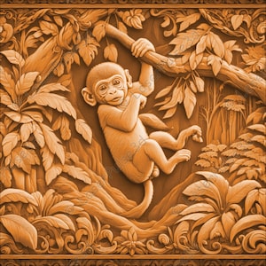 Baby Monkey Laser Engrave Image | Laser Burn PNG File | 3D Laser Ready ...