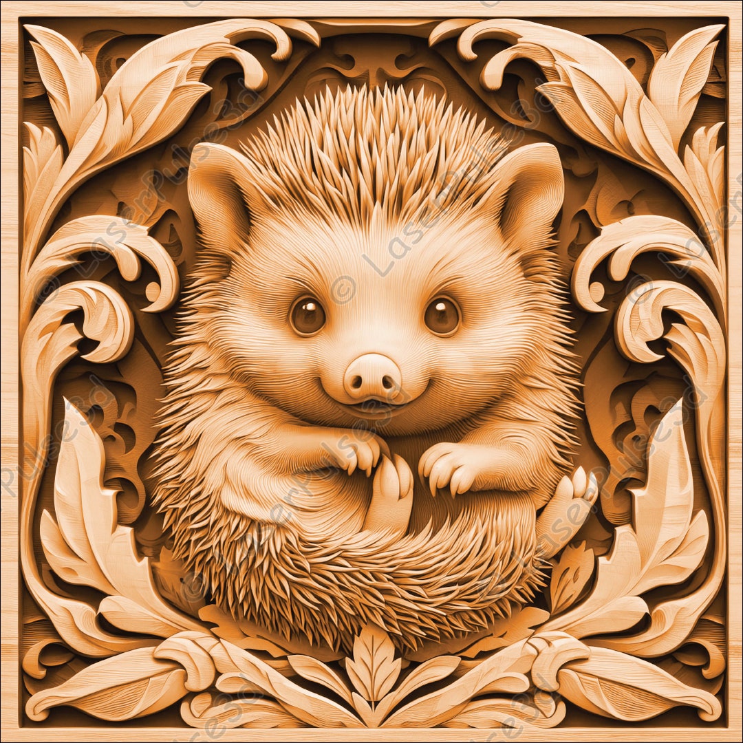 Baby Hedgehog Laser Engrave Image | Laser Burn PNG File | 3D Laser ...
