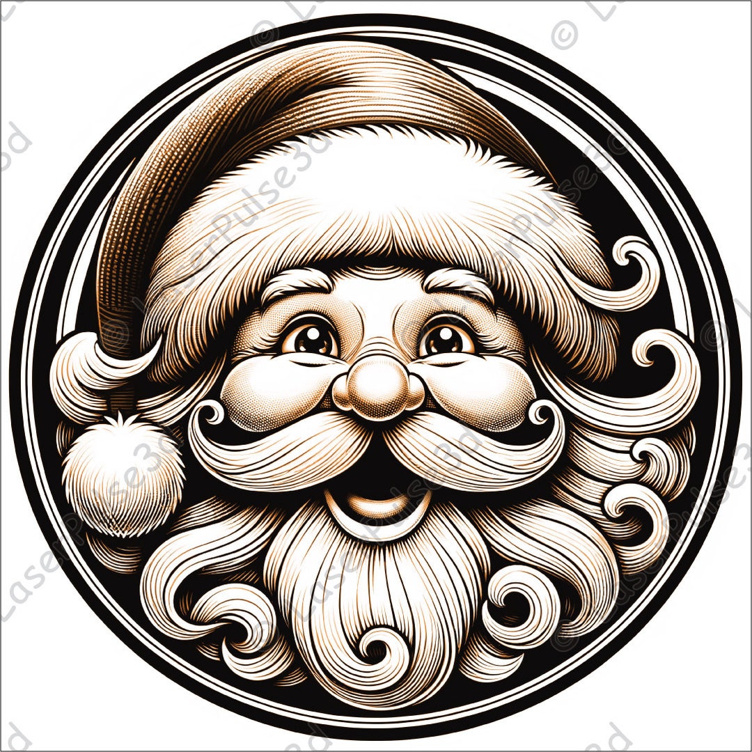 Jolly Santa Claus Laser Engrave Image | Laser Burn PNG File | 3D Laser ...