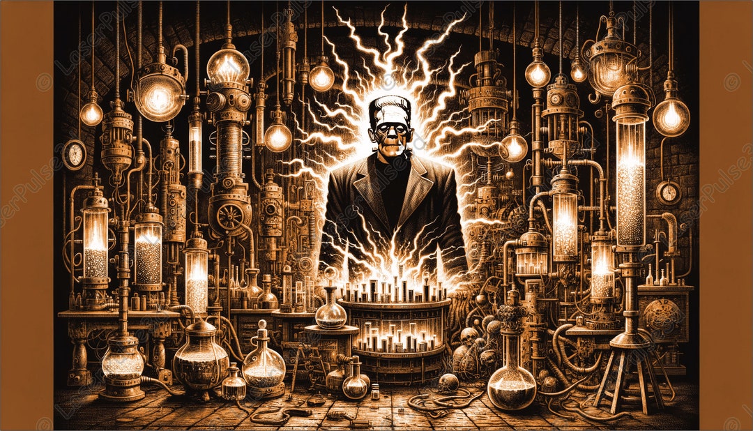 Frankenstein Lab Laser Engrave Image | Laser Burn PNG File | 3D Laser ...