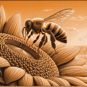 Bumble Bee Flower Laser Engrave Image | Laser Burn PNG File | 3D Laser ...