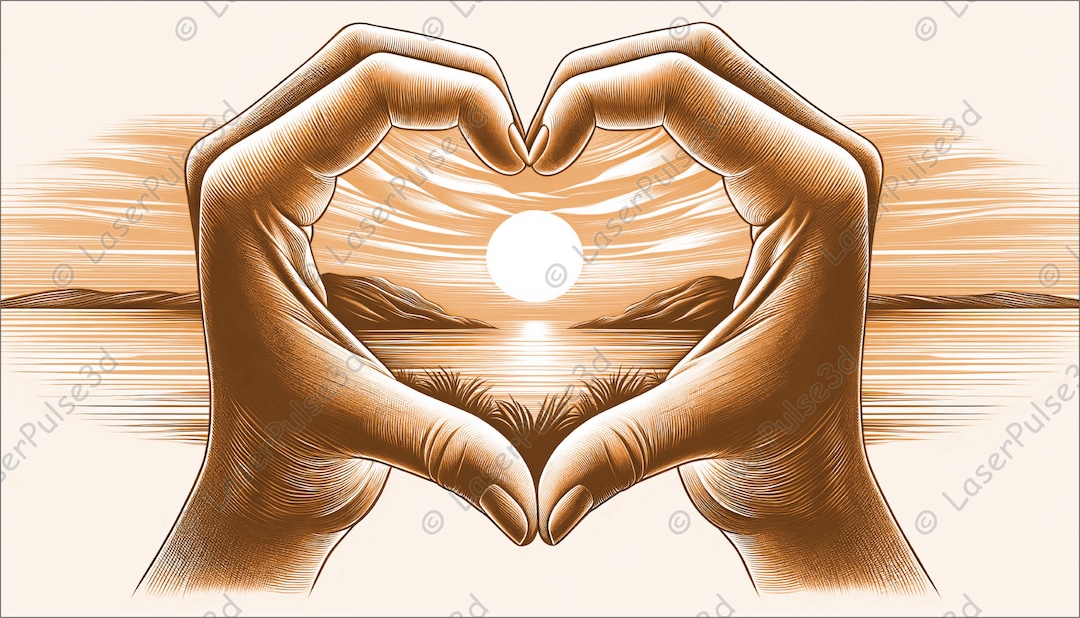 Two Hand Heart Shape Valentines Laser Engrave Image | Laser Burn PNG ...